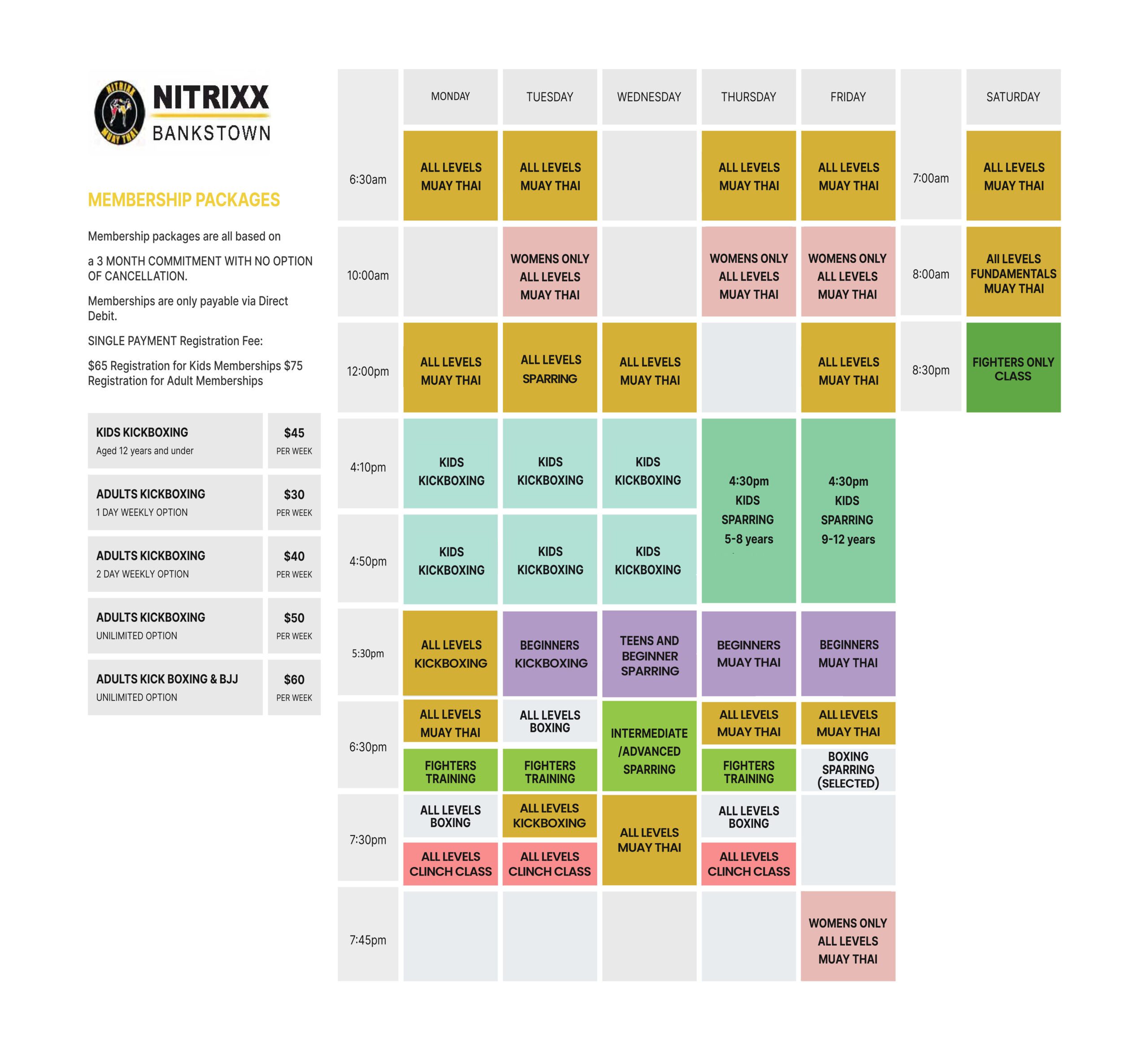 NITRIXX TIMETABLE