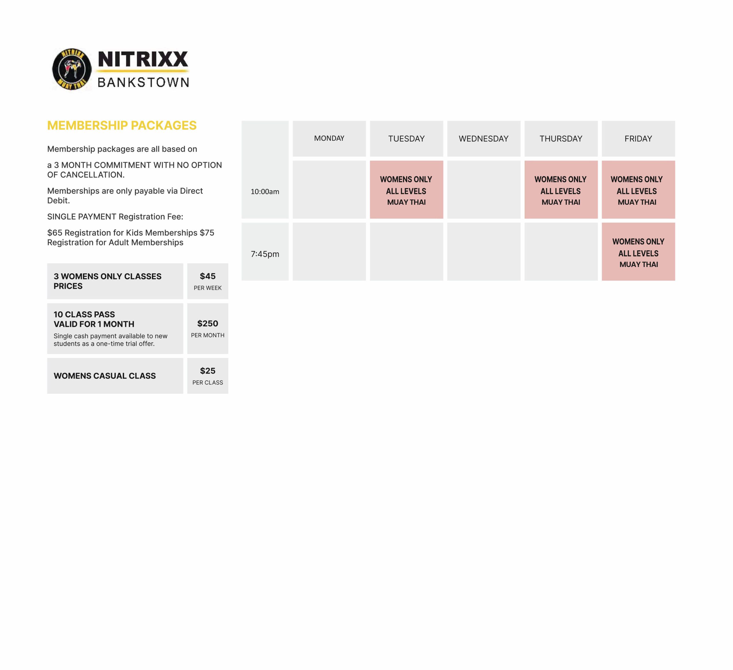 NITRIXX TIMETABLE